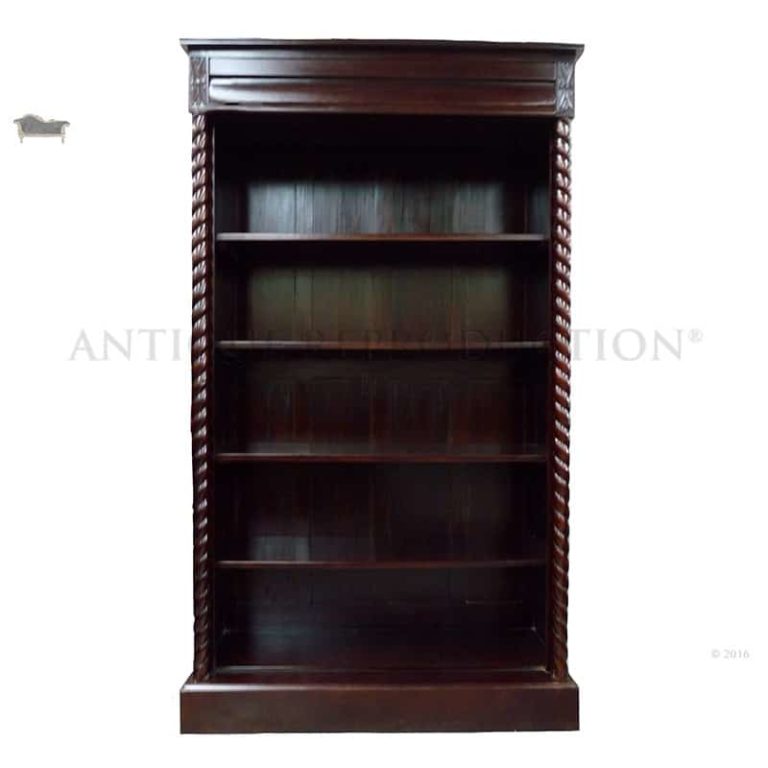 French Provincial Open Bookcase Low Carved - Antique Reproduction Shop