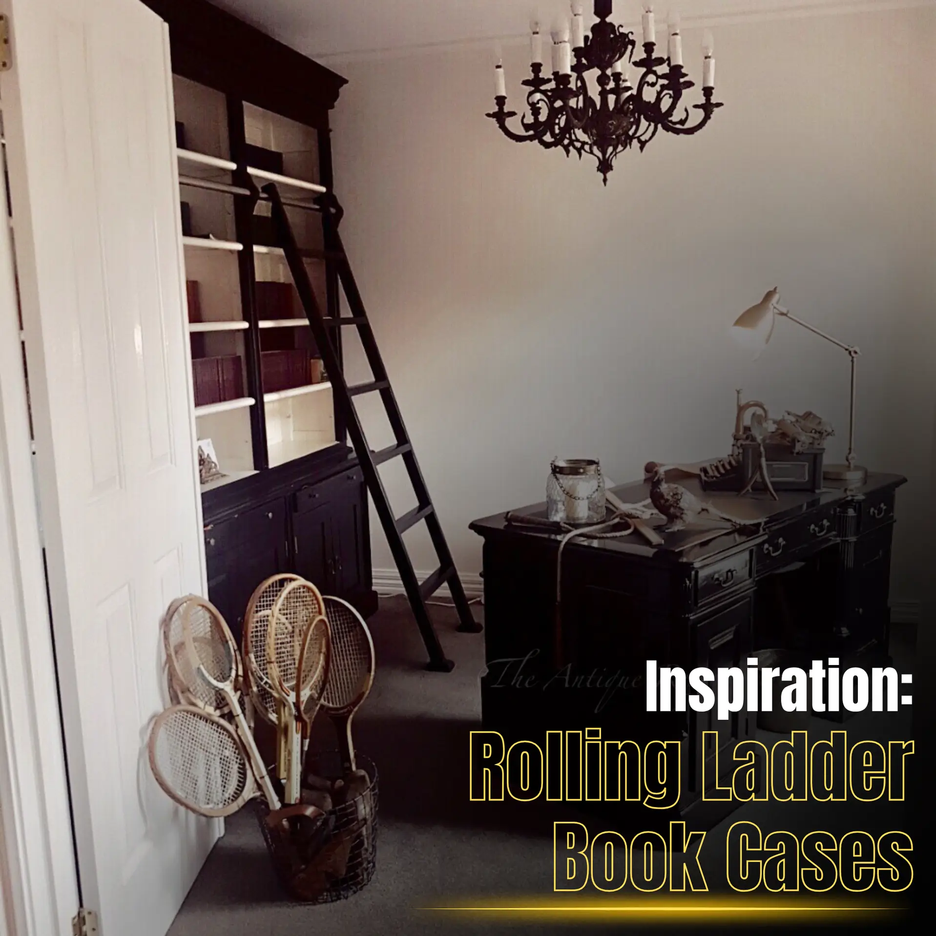 Custom Made Book Cases, Book Shelves, Rolling Ladders- Antique